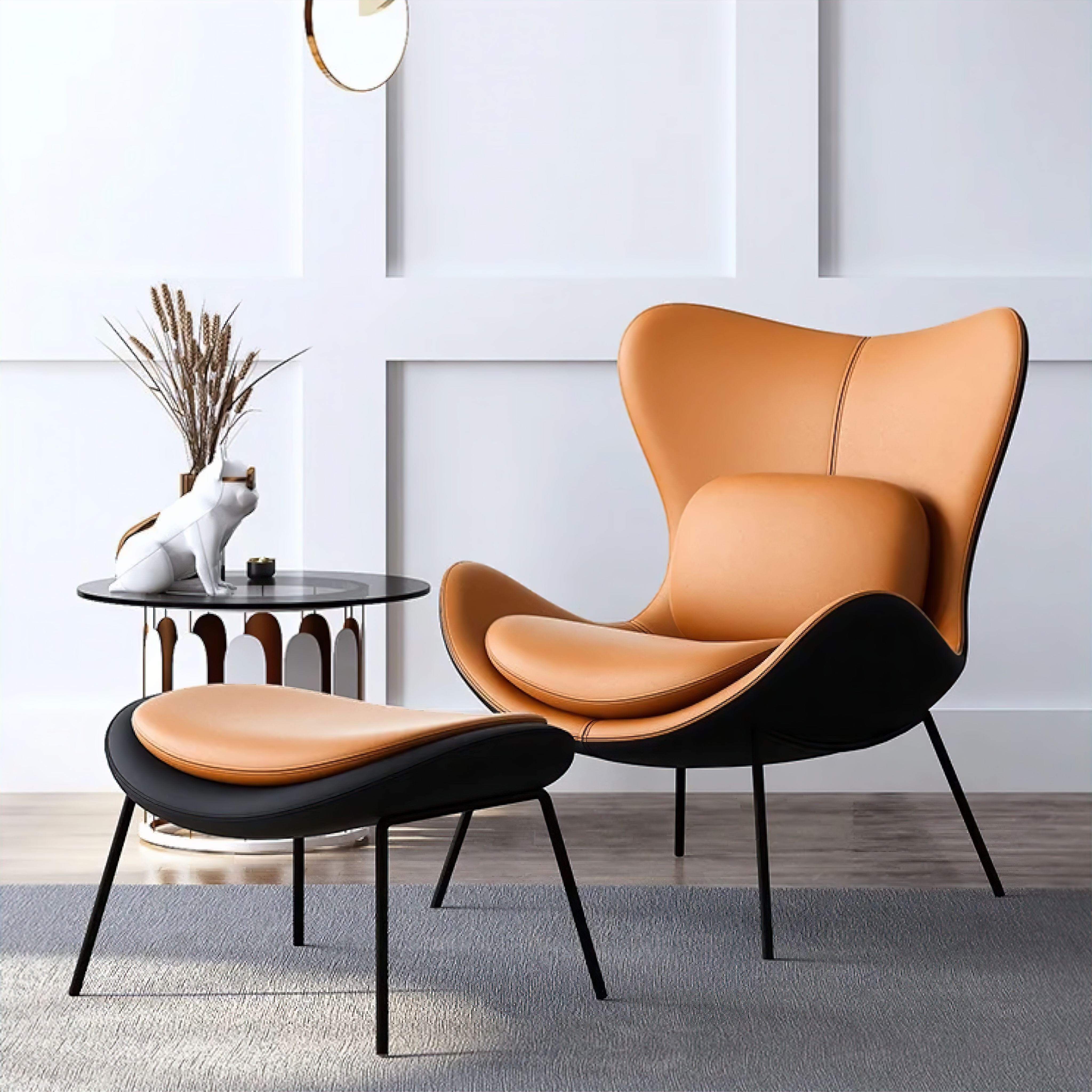 Luxury Leather Wingback Chair | Waterproof Armchair for Living Room ...