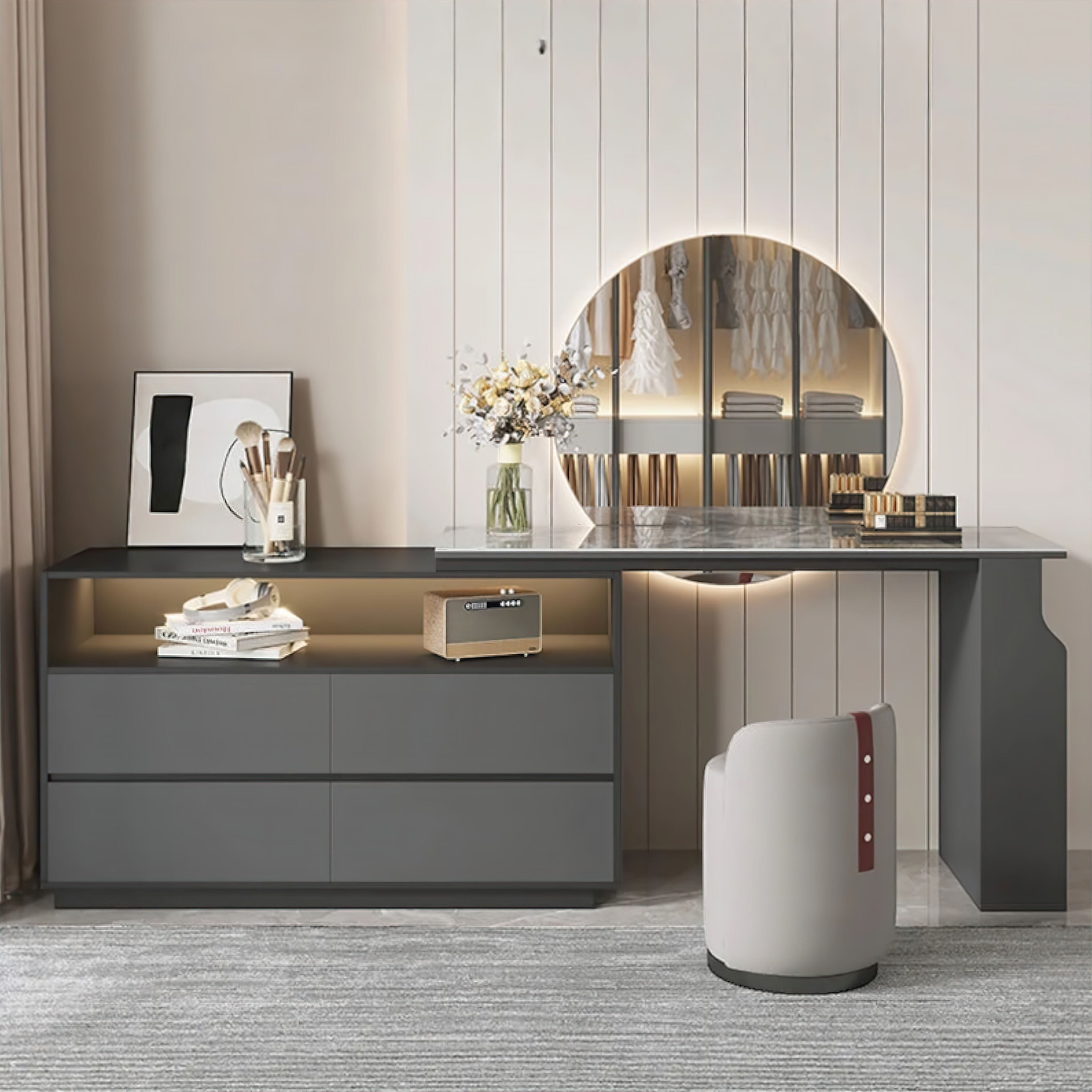 Elegant Vanity Set Dressers | Wooden Nightstands with Makeup Mirror – Victoria Queen