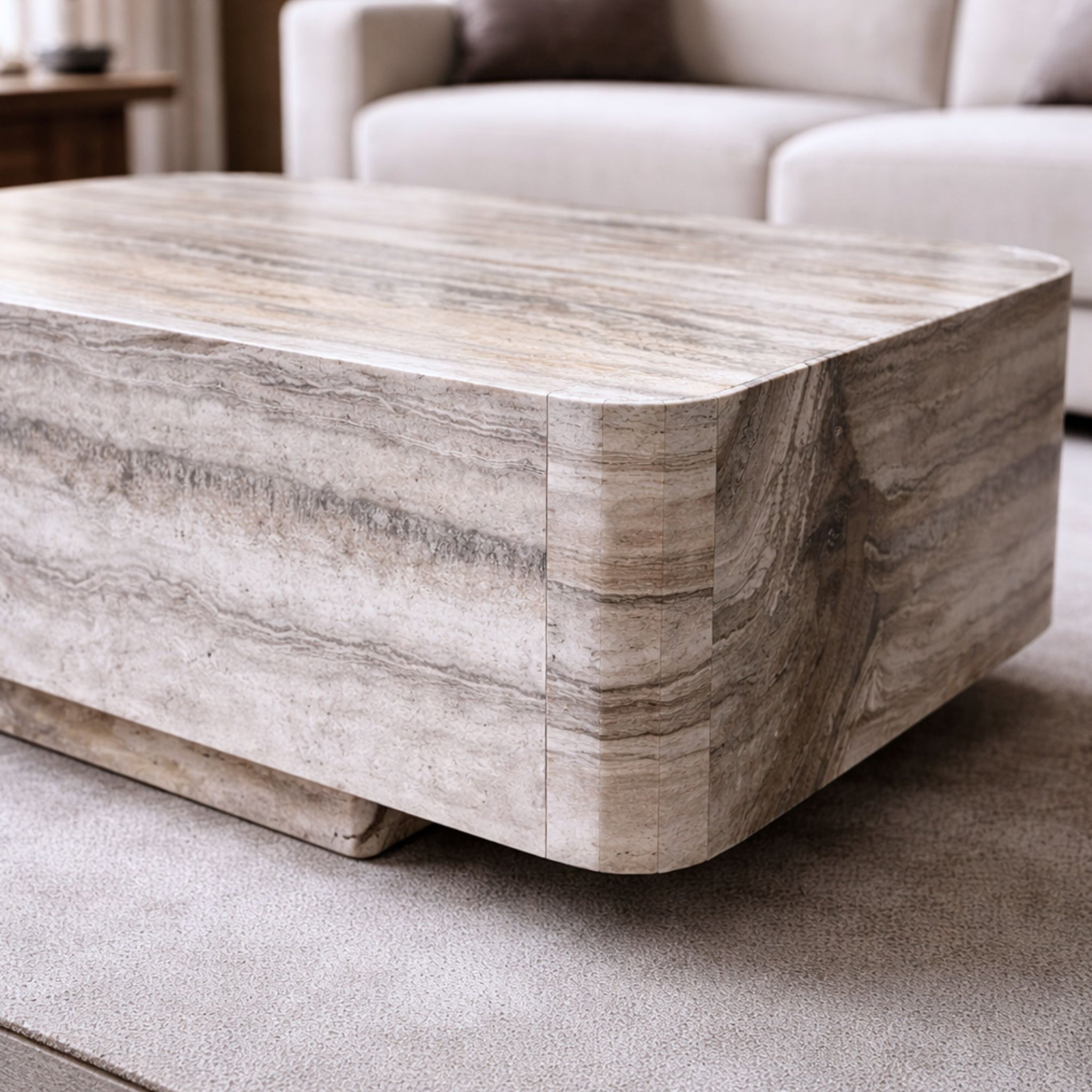 Fanny Travertine Coffee Table | Victoria Queen