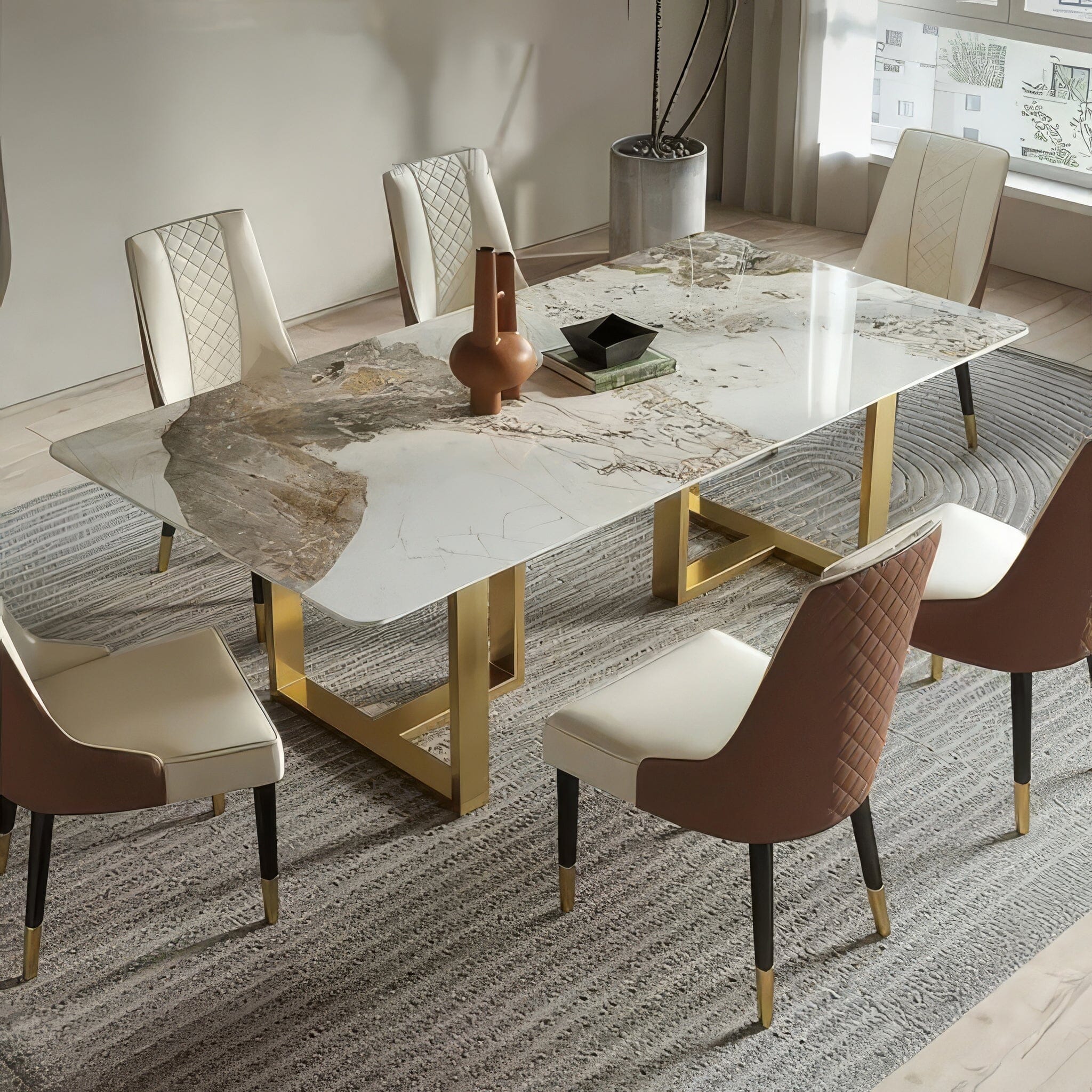 Grandeur Gold Marble Dining Table | Elegant Luxury Dining Room ...
