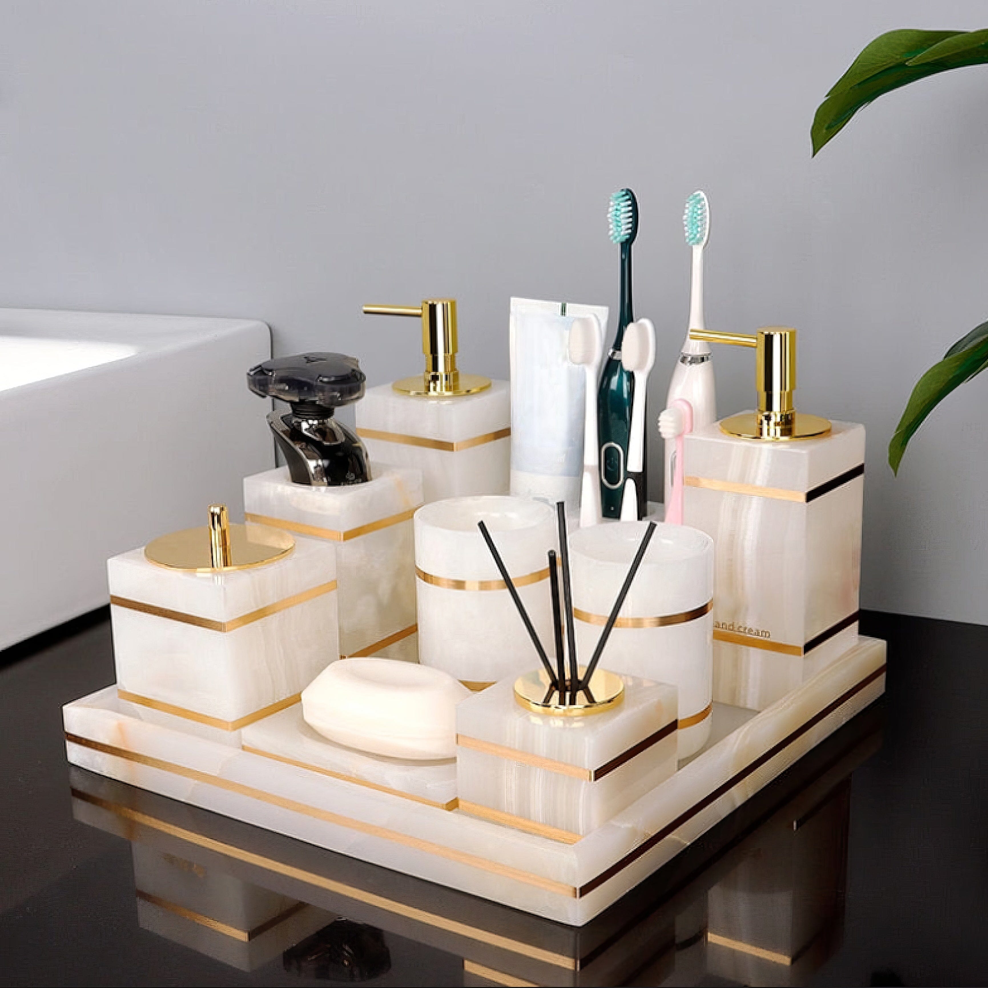 Elegant Natural White Marble Bathroom Accessories | Victoria Queen